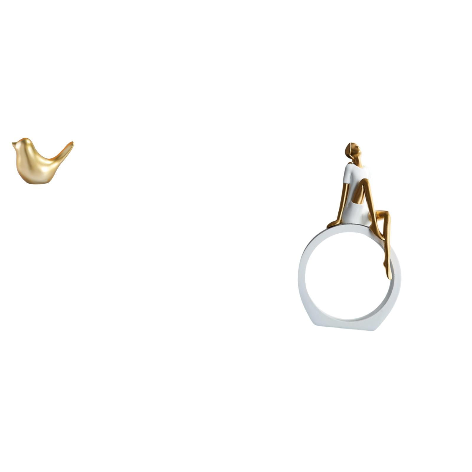 Birds Figurine Golden Animal Statue Abstract Sculpture Resin Material ...