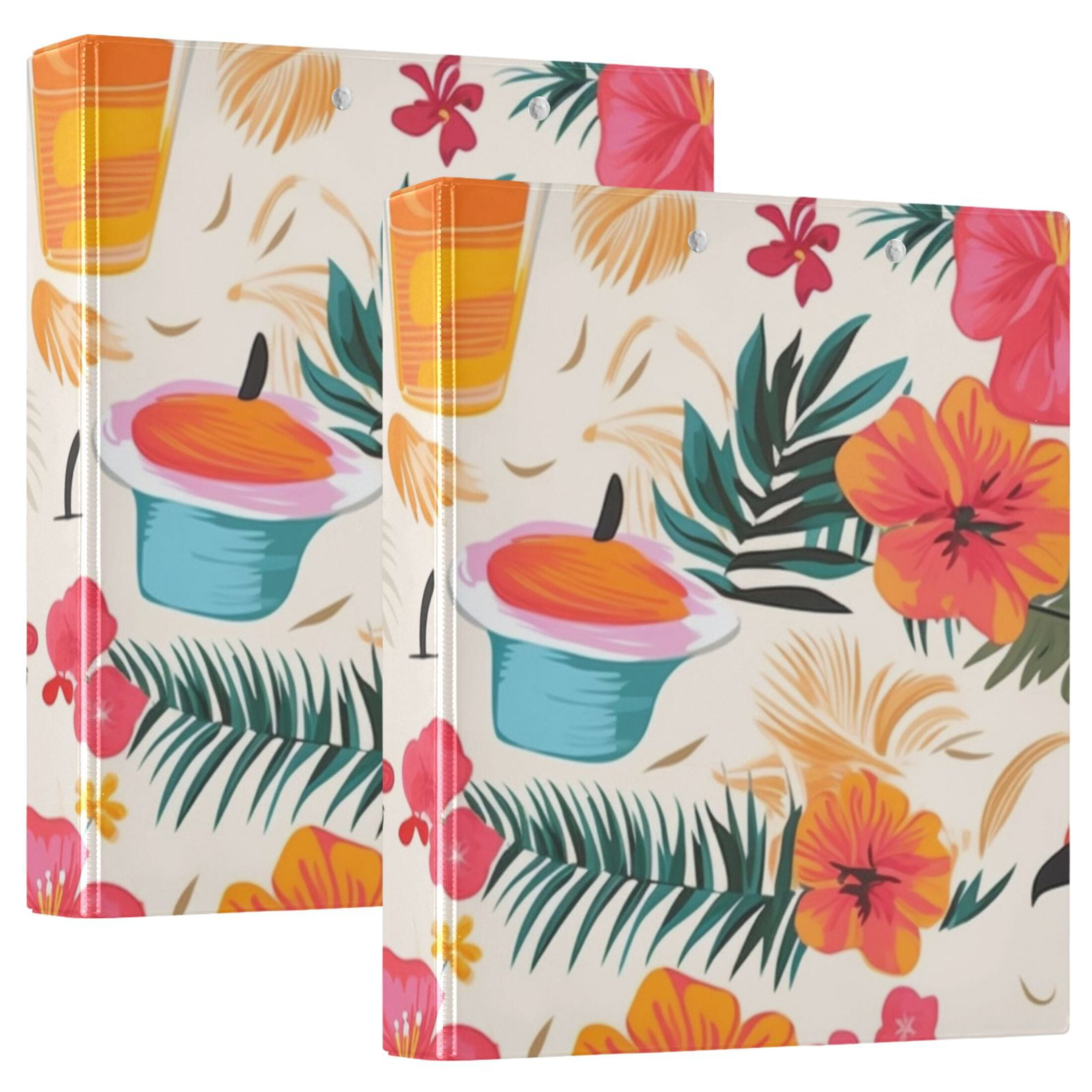 Birds Floral Flowers Leaves Drink File Folder 3 Ring Binders 1.5 inch ...