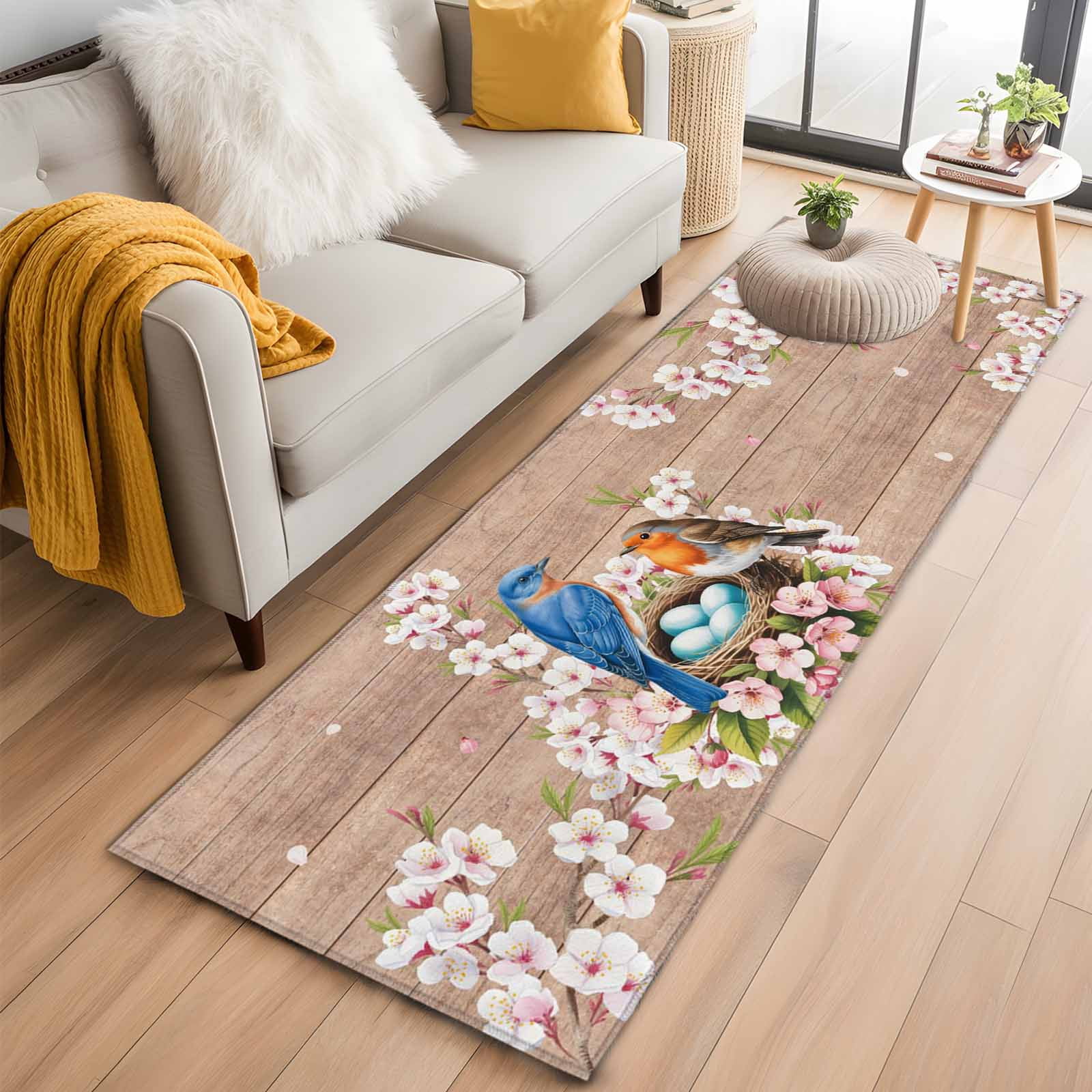 Birds Floral Kitchen Runner Rug 2x6 Washable Runners for Hallway Non ...