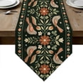 Birds Floral Table Runner Linen Burlap Table Runner 120 Inches Long ...