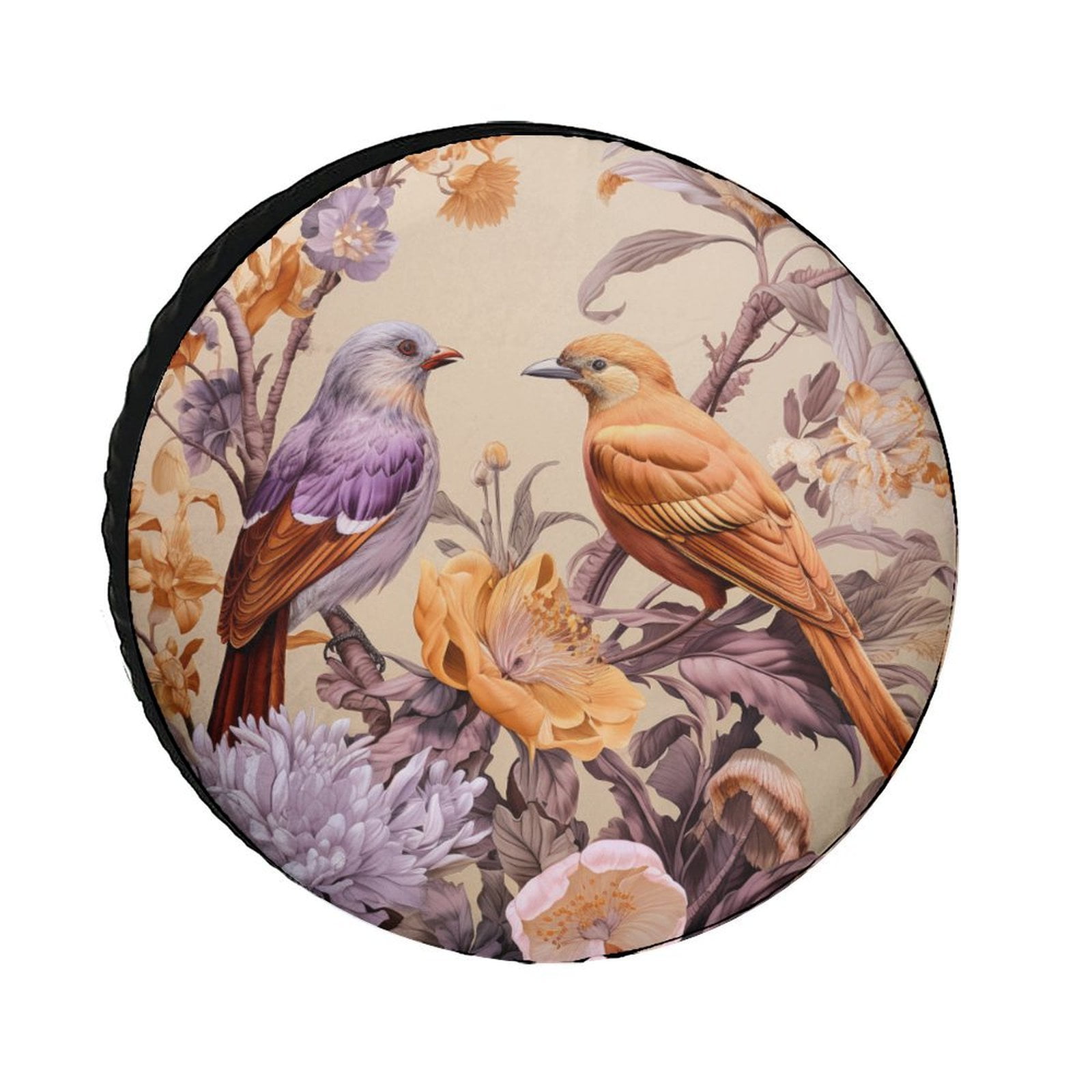 Birds And Flowers Heavy Duty Spare Tire Cover Spring Vintage Bird And ...