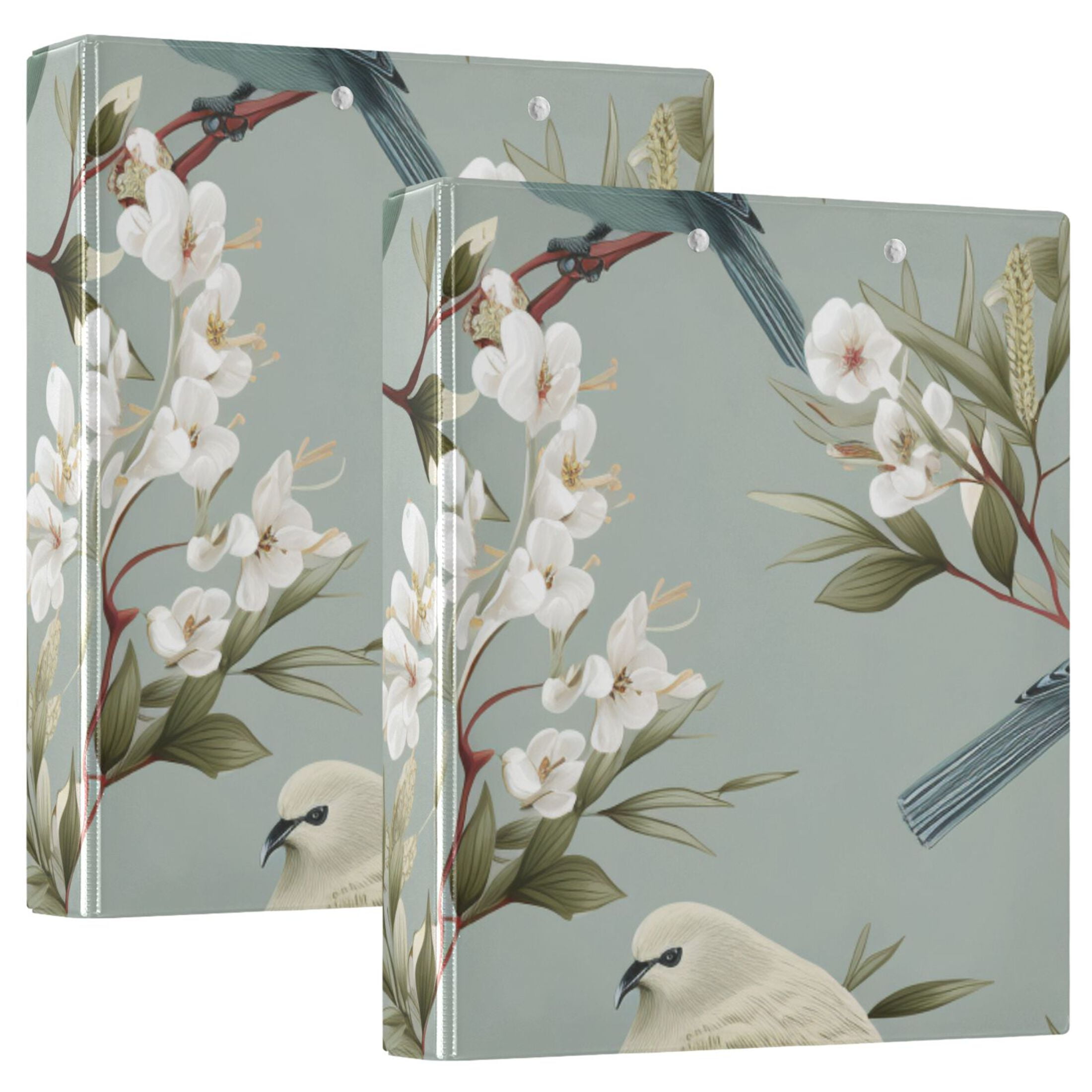 Birds Flowers Leaves Branches 3 Ring Binders 1.5 inch Hardcover File ...