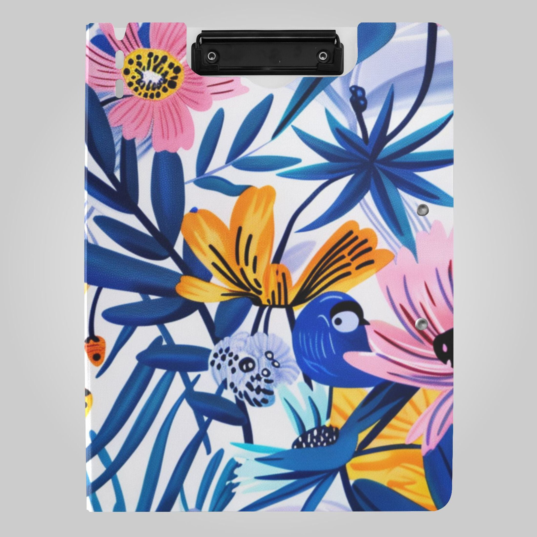 Birds Flowers and Leaves Foldable Binder Folder Clipboard with Pen Slot ...