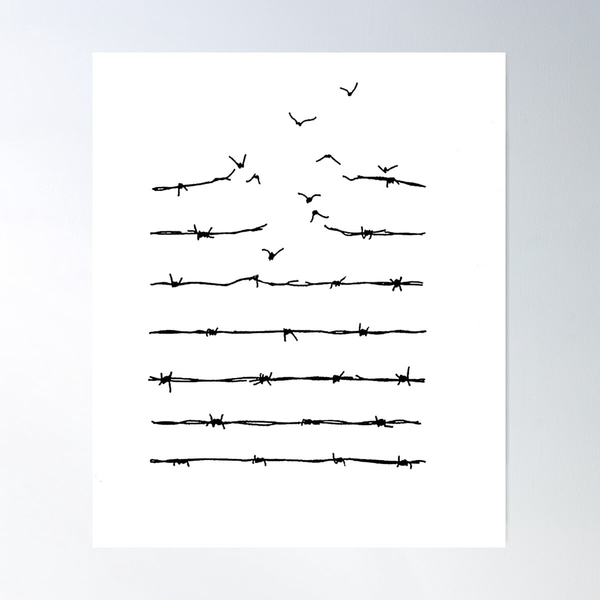 Birds Flying From Barbed Wire Inspirational Meme Gift T Shirt Poster ...