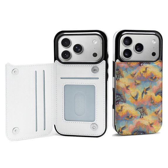Birds Flying Over Trees Leather Wallet Case for iPhone 12 Pro Max ...