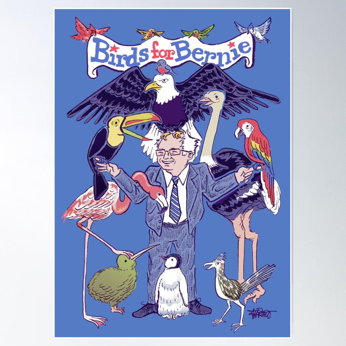 Birds For Bernie Poster Wall Art, Modern Wall Decor For Living Room ...