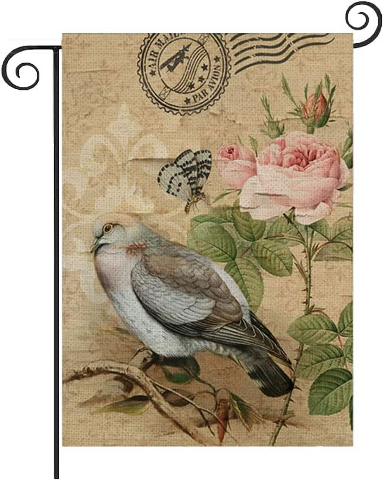 Birds Garden Flag French Style Vintage Pattern Yard Flag 30x45 cm ...