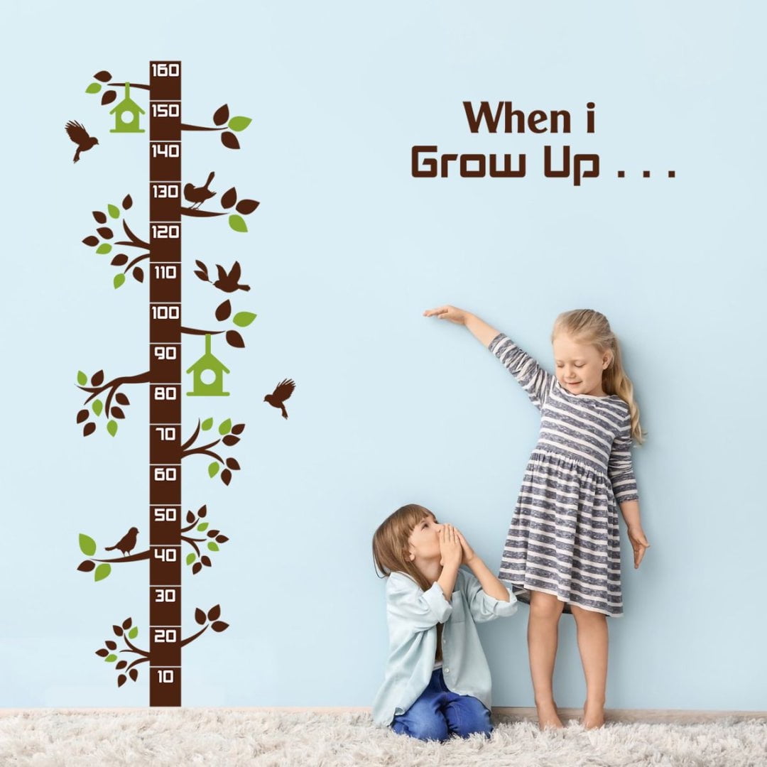Birds Growth Chart Wall Decal Branch Tree Height Wall Stickers Peel and ...