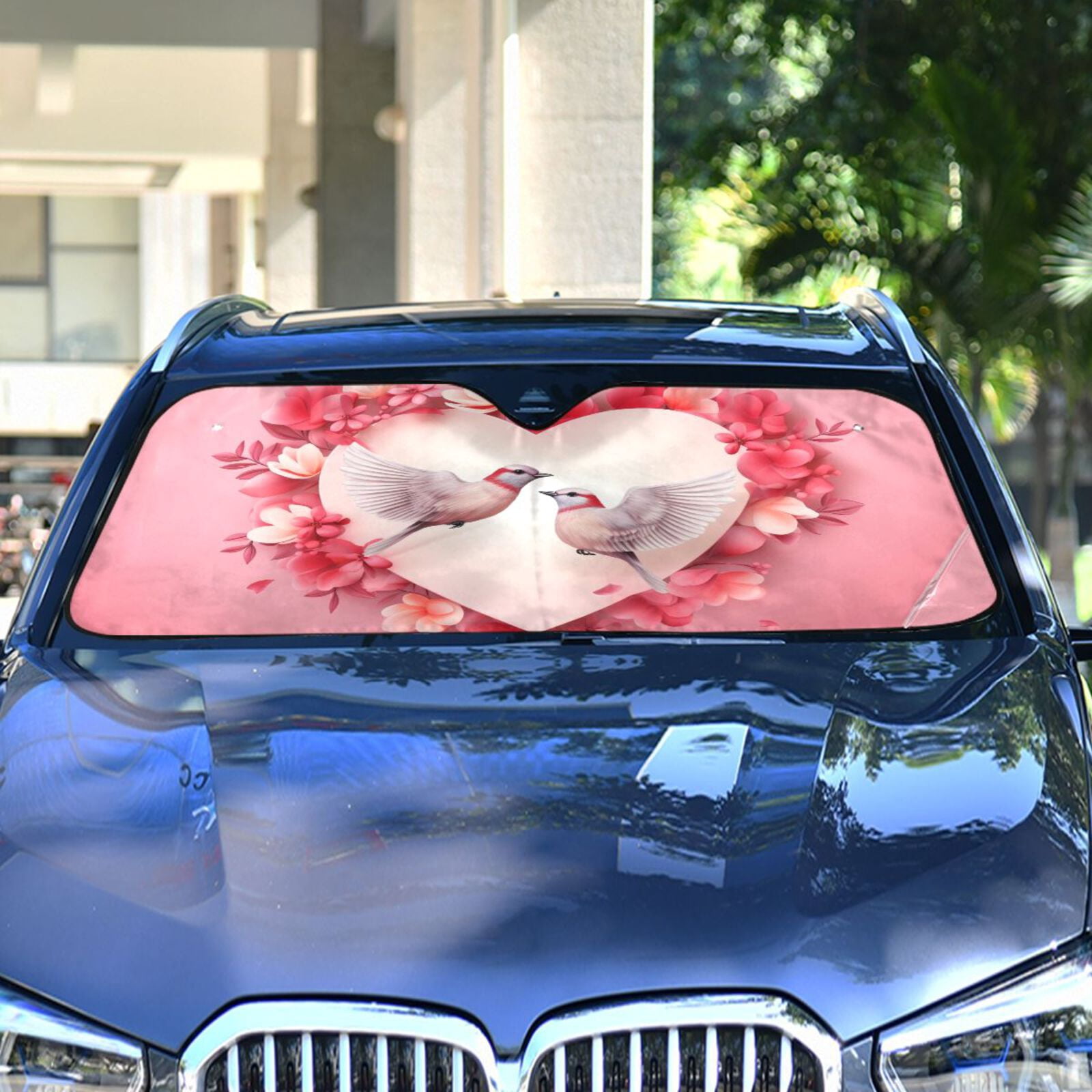 Birds Heart Flowers Floral Automotive Front Car Windshield Sun Shade ...