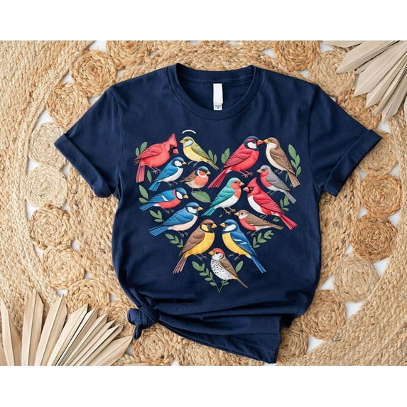 Birds Heart T-Shirt: Colorful Bird Lover Apparel All Size S-5Xl ...