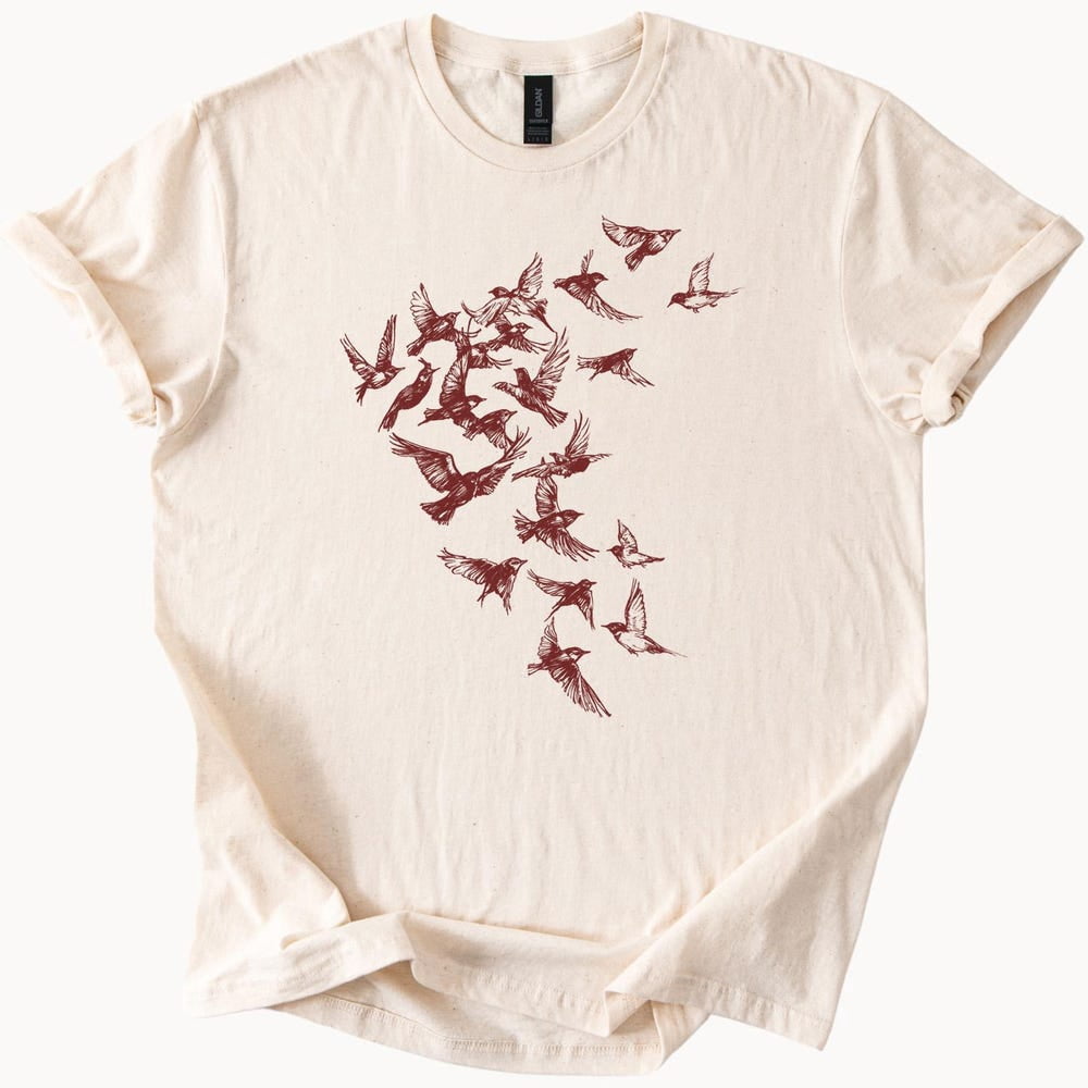 Birds In Flight T Shirt Natural Cotton Graphic Tee Flying Bird Lover ...