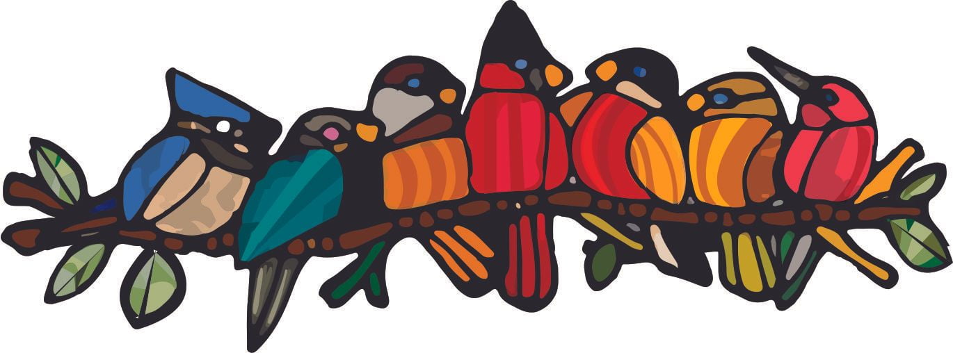 Birds In Row Bird Animal Vinyl Stained Glass Film Static Cling Window ...