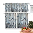 Birds Kitchen Curtains Valances 3 Piece Set, Birch Tree Rod Pocket Tier ...