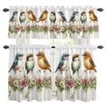 Birds Kitchen Curtains and Valances Set, Spring Floral Rod Pocket ...