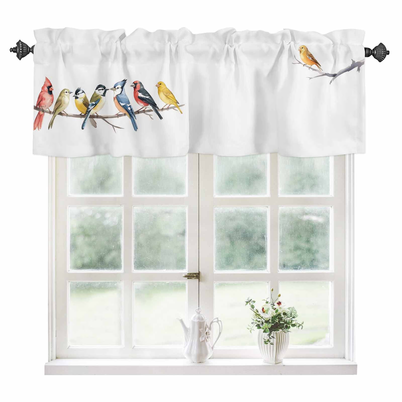 Birds Kitchen Valances for Windows 42x18 Inch Kitchen Curtains Valances ...