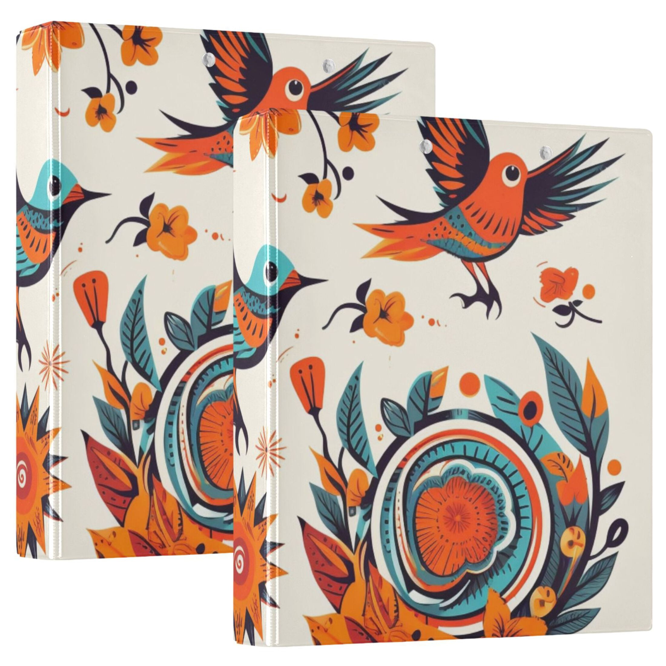 Birds Leaves Flowers 3 Ring Binders 1.5 inch Hardcover File Folders with Interior Pockets A4 ...