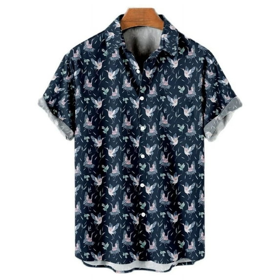 Birds Leaves Graphics Men Hawaiian Shirts Summer 3D Printed Vacation ...