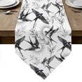 Birds Leaves Table Runner Linen Burlap Table Runner 70 Inches Long ...