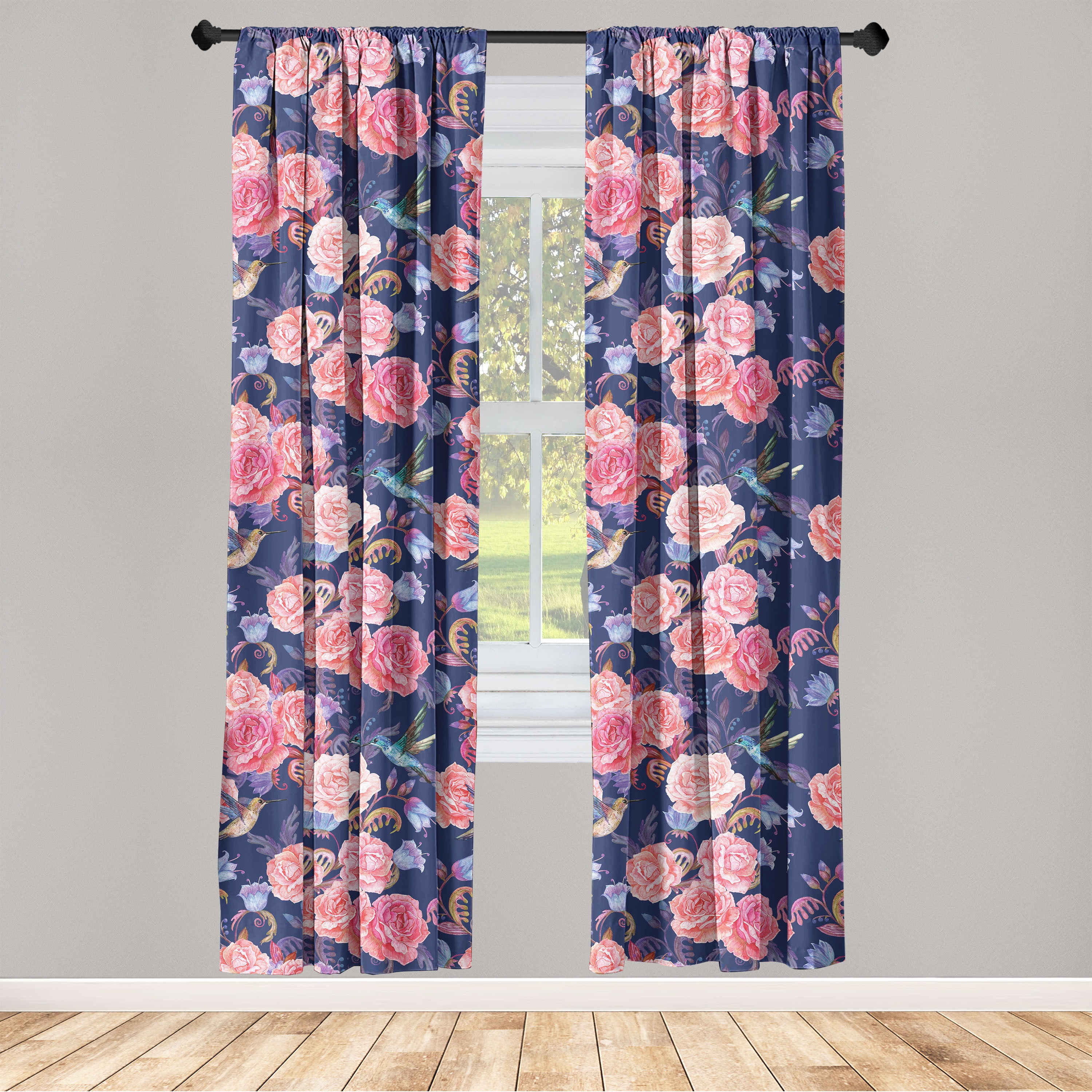 Birds and Nature Window Curtains, Cottagecore Vibe Neutral Colors Boho ...