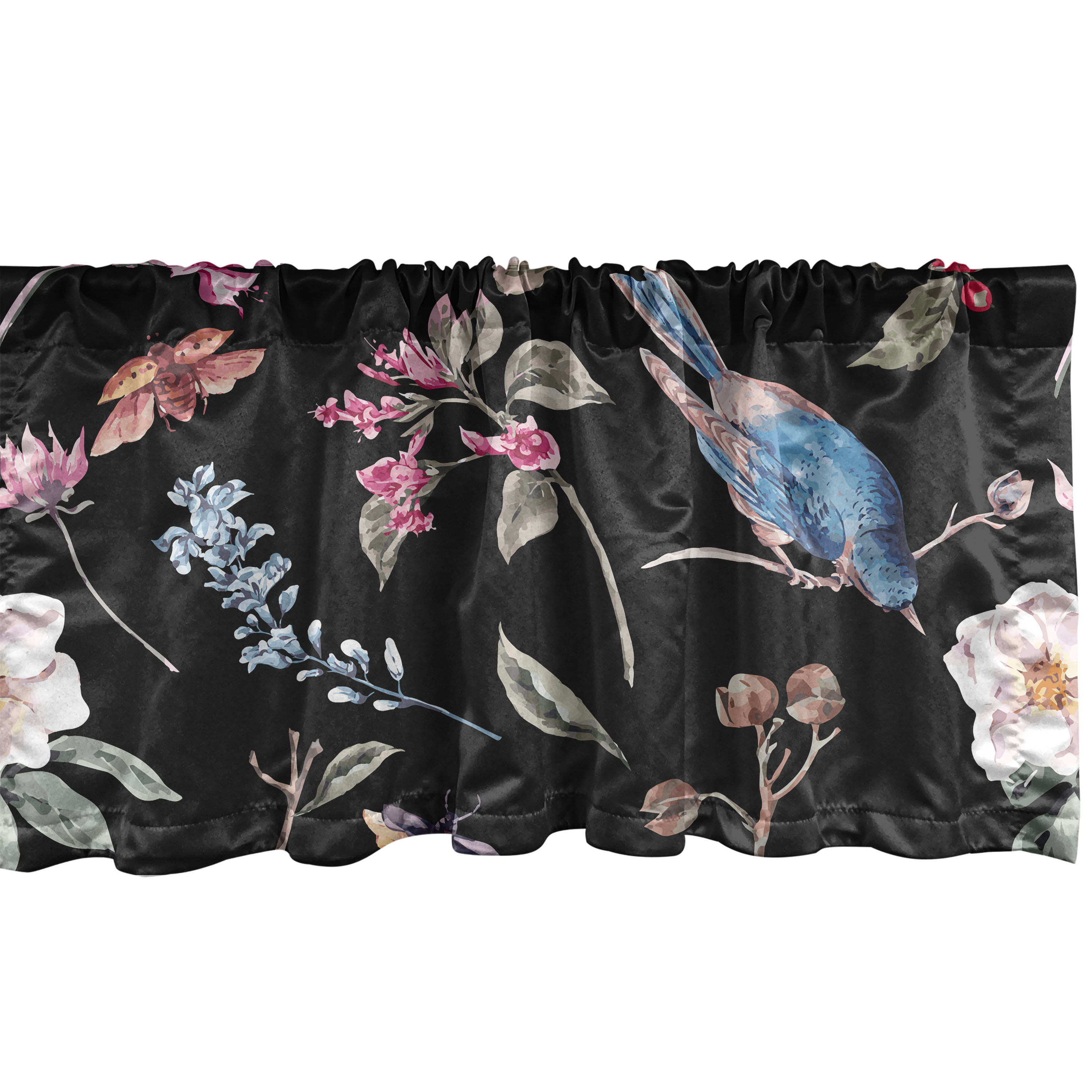 Birds and Nature Window Valance, Exotic Jungle Boho Inspired Simple ...