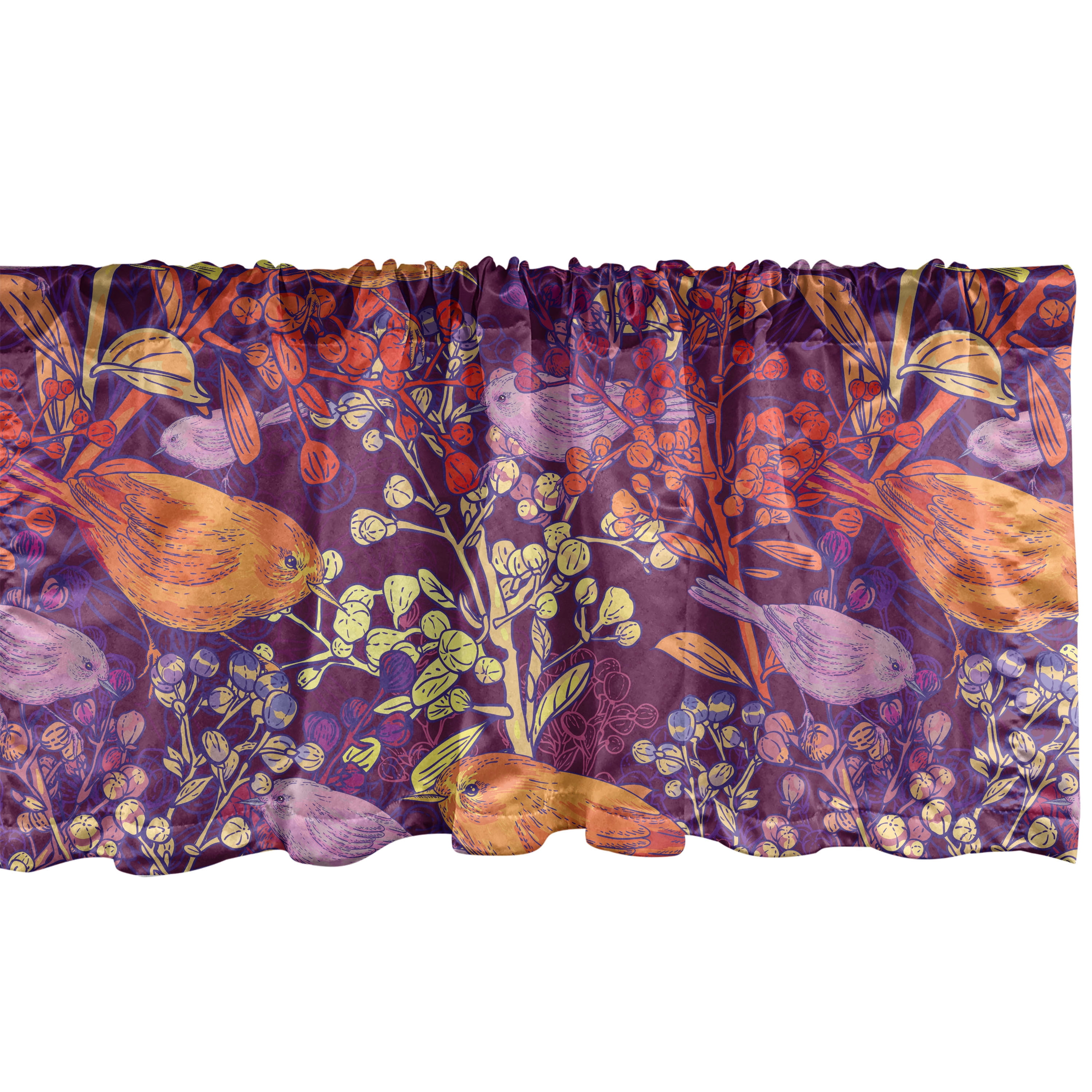 Birds and Nature Window Valance, Fantasy Themed Delicate Winged Animals ...