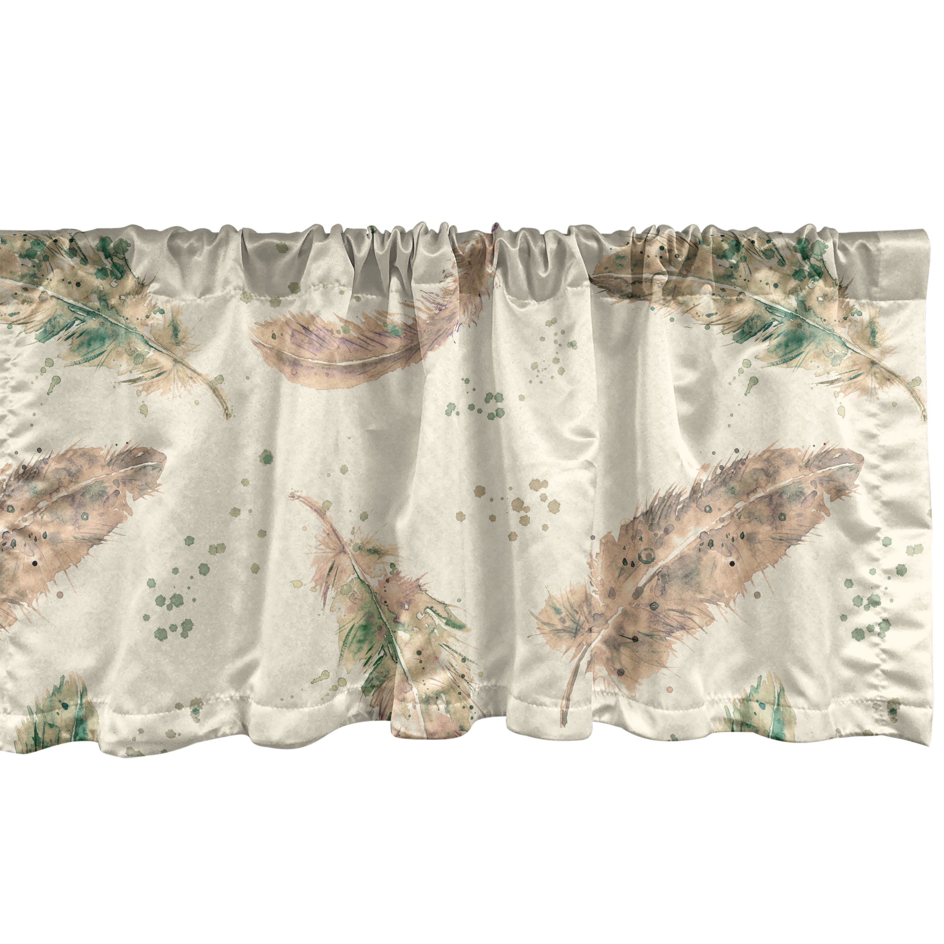 Birds and Nature Window Valance, Muted Colors Feathers Pattern with ...