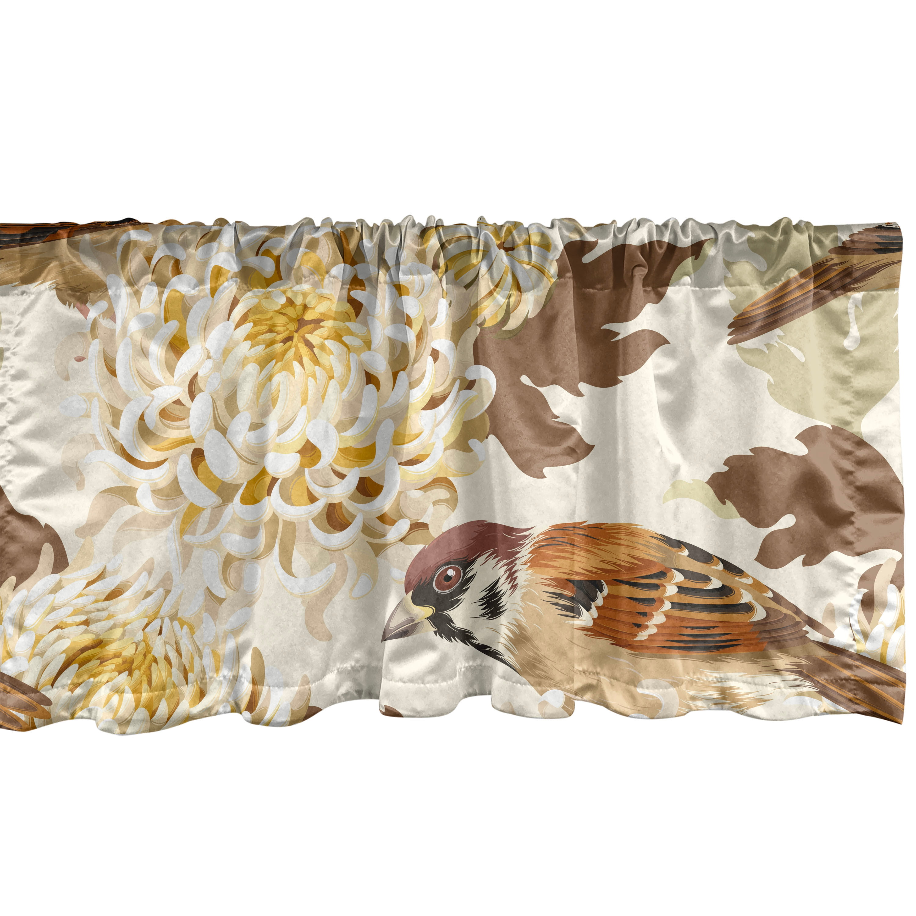 Birds and Nature Window Valance, Nature Vibes Asian Chrysanthemum ...