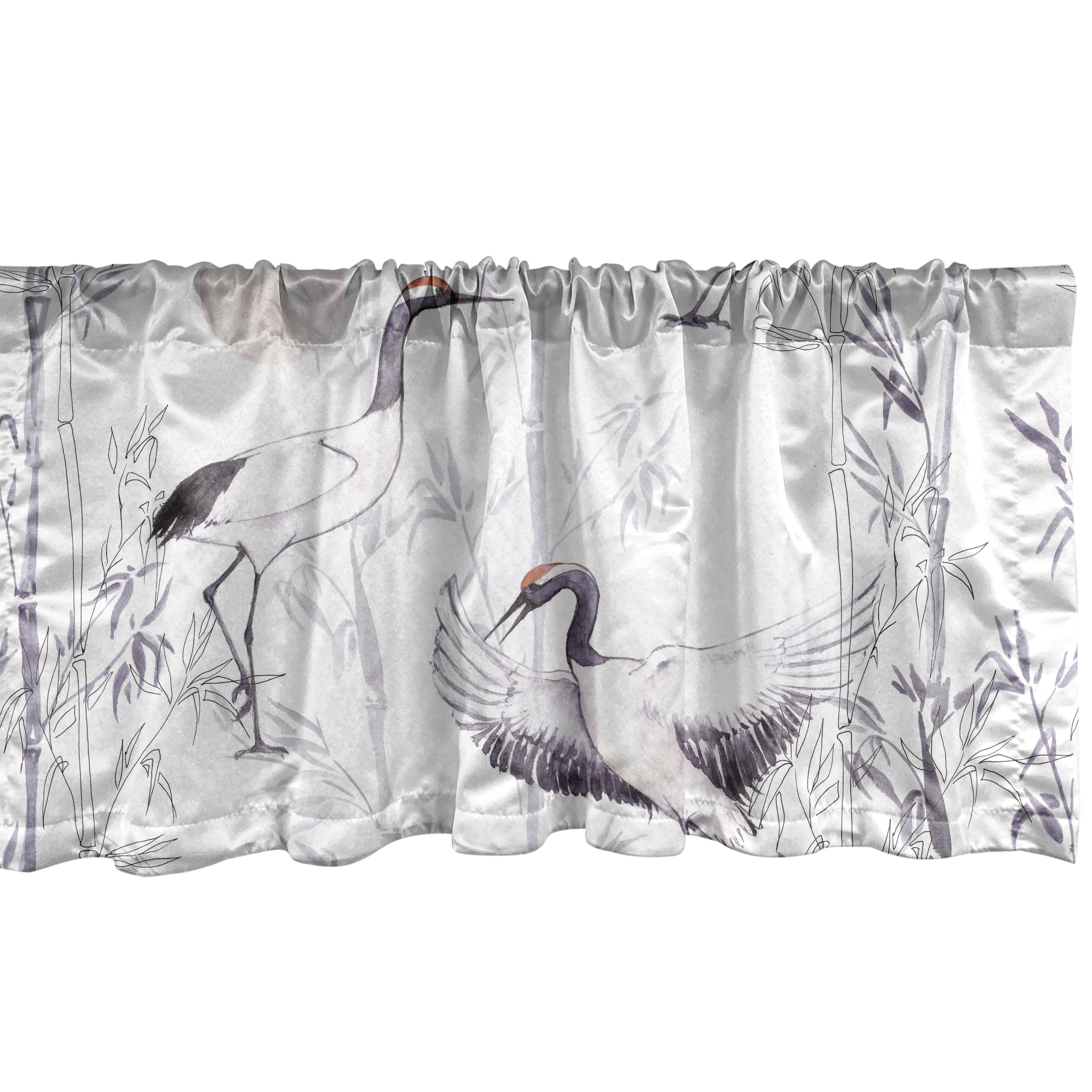 Birds and Nature Window Valance, Vintage Design of Japanese Vibes Crane ...