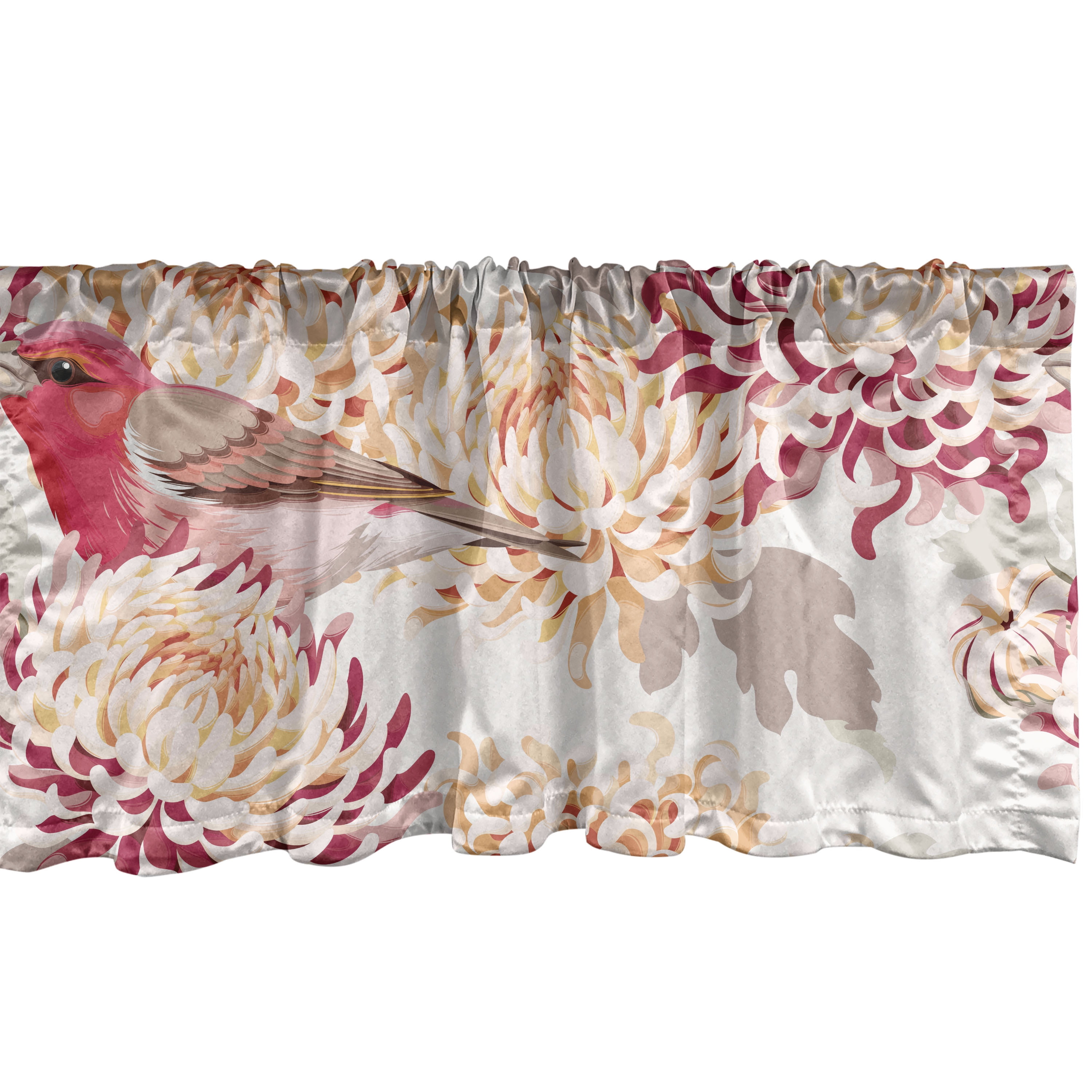 Birds and Nature Window Valance, Vintage Pattern of Winged Animals and ...