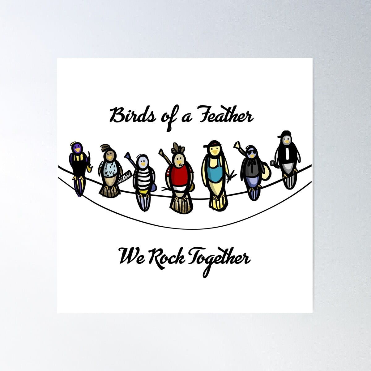 Birds Of A Feather, We Rock Together Poster Wall Art, Modern Wall Decor ...