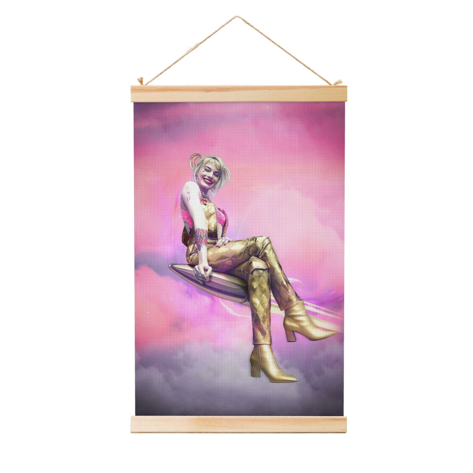 Birds Of Prey Harley Quinn Wooden Shaft Hanging Poster Canvas Wall ...