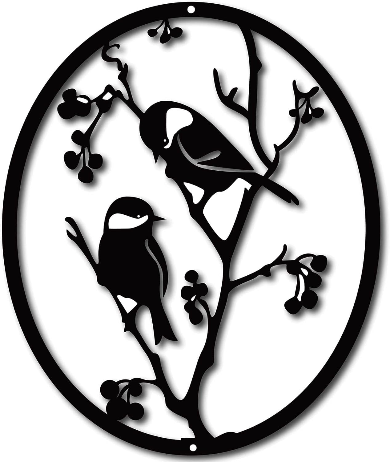 Birds on Oval Round Metal Wall Decor Tree Art Metal Bird Garden Wall ...