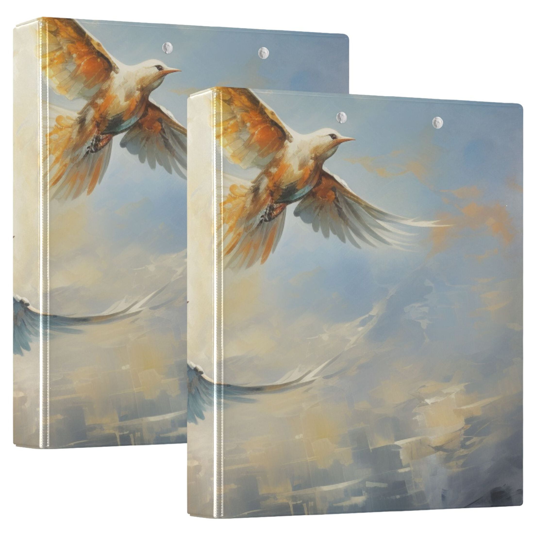Birds Painting 3 Ring Binders 1.5 inch Hardcover File Folders with Interior Pockets A4 Size ...