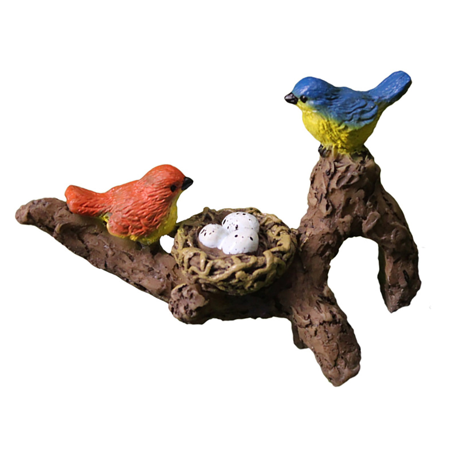 Birds Perched on Branches Flower Pot Hugger Figurines, Mini Resin Birds ...