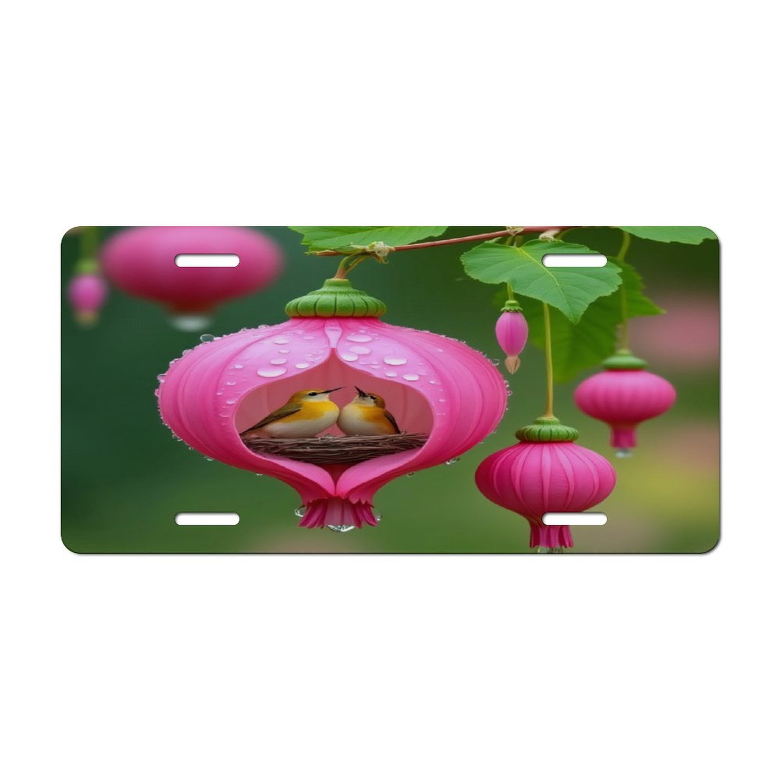 Birds in Pink Lantern Nest Car Decorative Front License Plate,Vanity ...