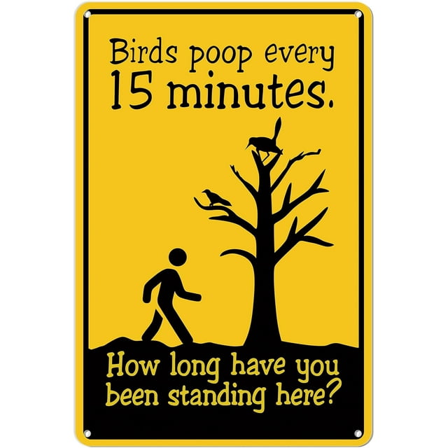 “Birds Poop Every 15 Minutes” Aluminum Sign – Funny Outdoor Warning ...