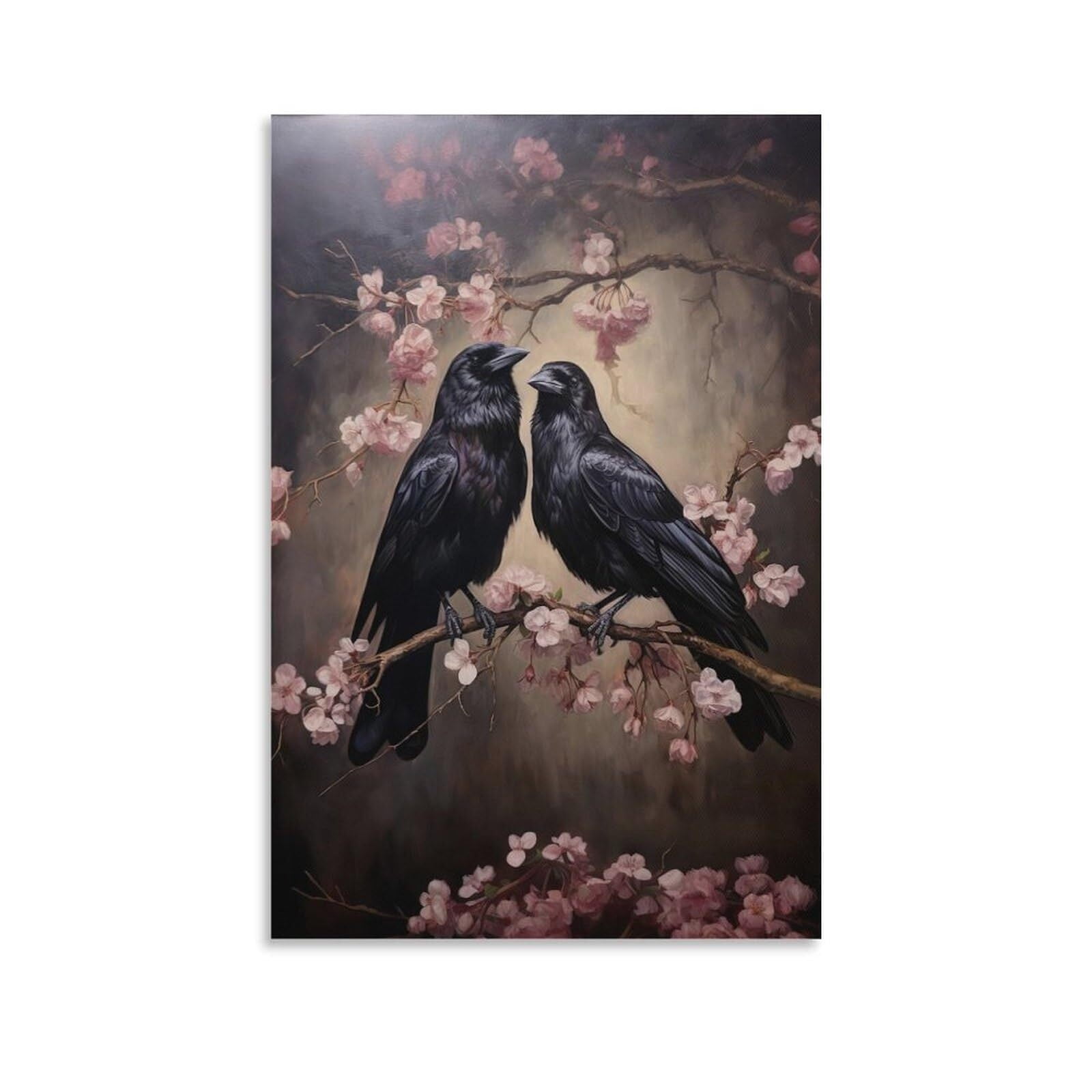 Birds Raven And Roses Watercolor Art Poster Canvas Art Poster And Wall ...