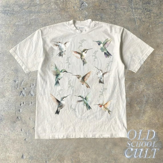 Birds Retro 90s Tattoo Style Tshirt, Hummingbirds Lovers Cute Shirt ...