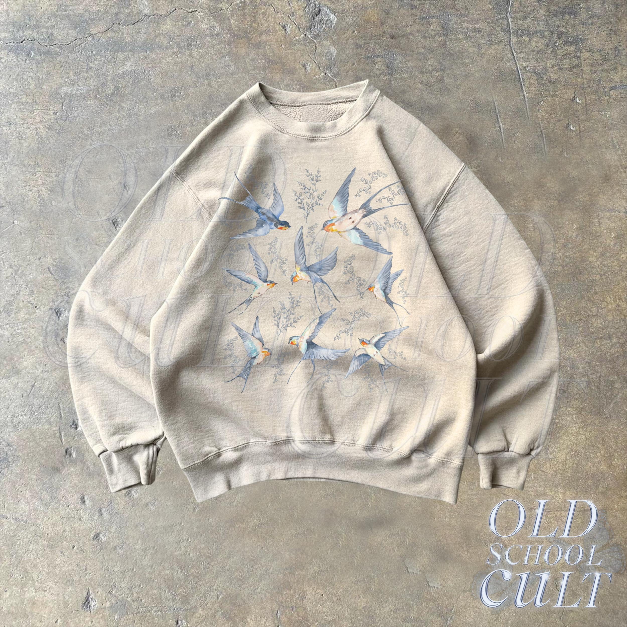 Birds Retro 90s Tattoo T-Shirt, Bird Lovers Cute Shirt, Bird Nature ...