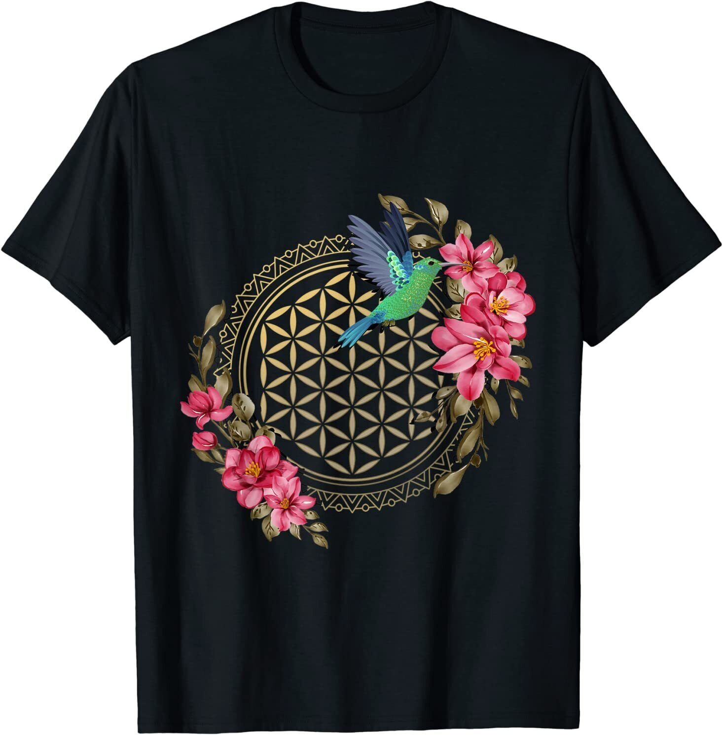 Birds Sacred Geometry Flower Best Premium Tee T-Shirt - Walmart.com