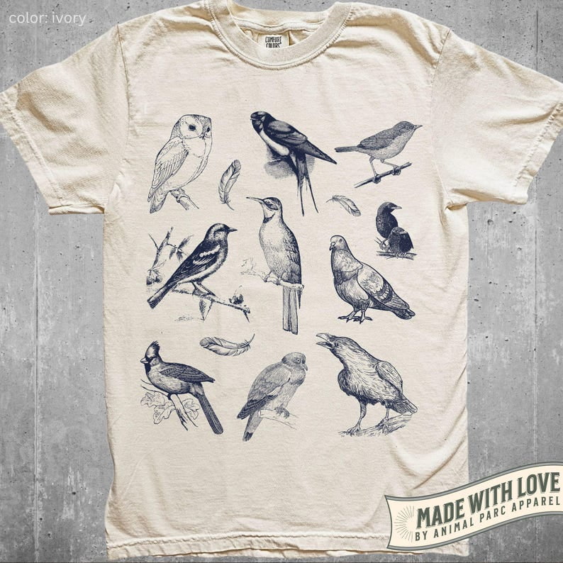 Birds Shirt Vintage Tattoo Style Birds TShirt Gift Nature Lover Cute ...