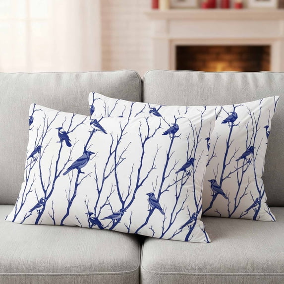 Birds Silhouette on Rustic Branches Waterproof Throw Pillow Covers Set ...