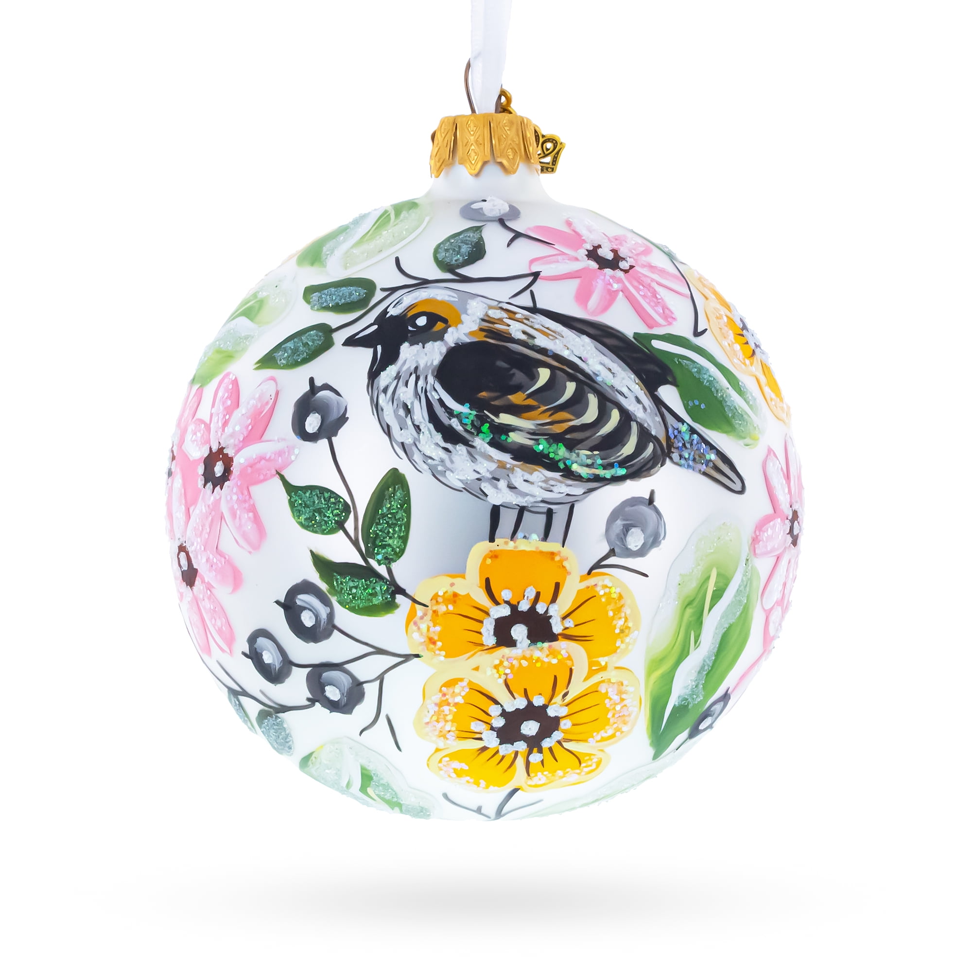 Birds Singing Extravaganza Glass Ball Christmas Ornament 4 Inches ...