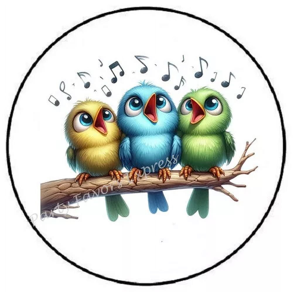 Birds Singing On A Branch Sticker Party Favors Sticker Envelope Seals ...