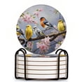 Birds Sitting On Cherry Blossom Branches Set of 6 Ceramic Coasters with ...