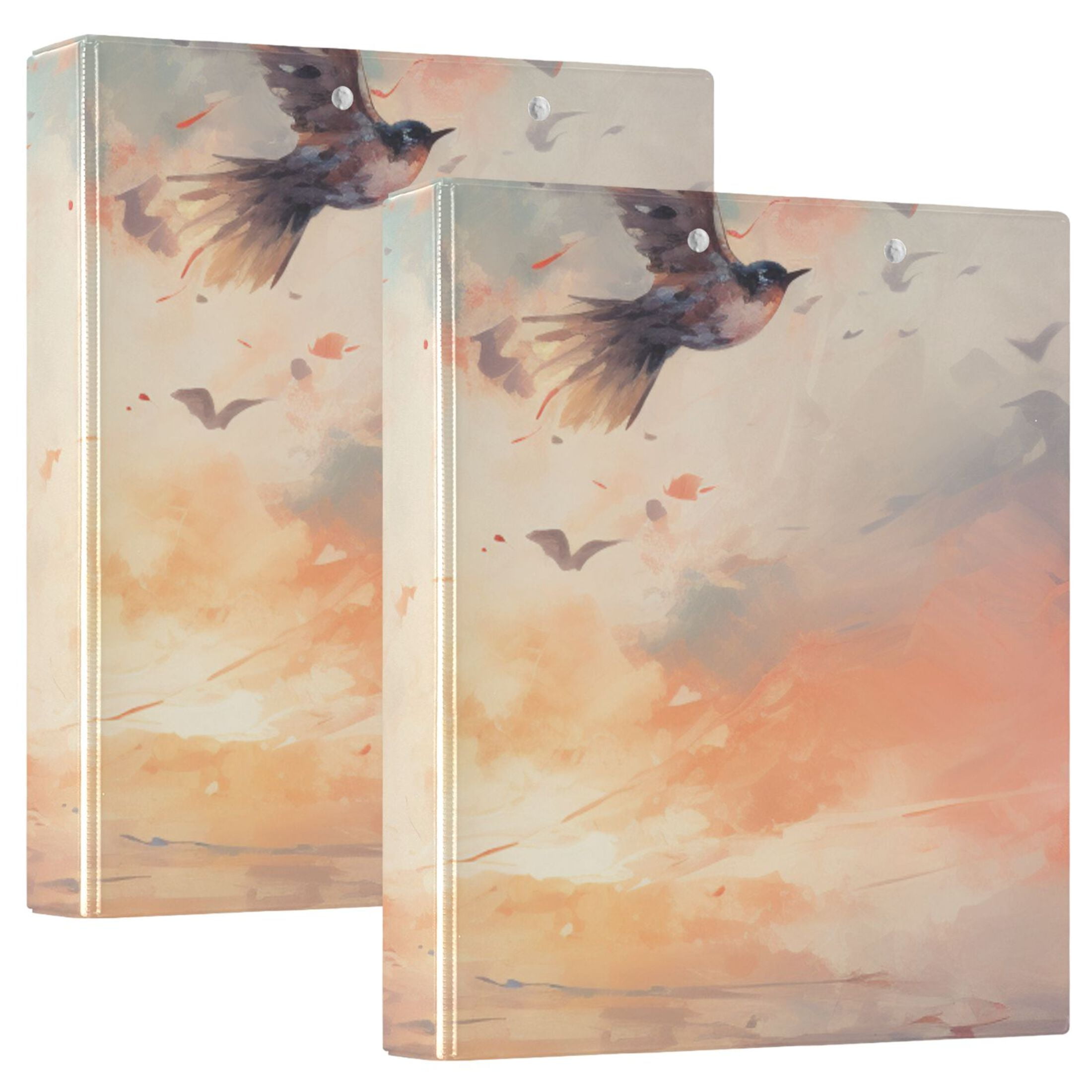 Birds Sky Painting 3 Ring Binders 1.5 inch Hardcover File Folders with ...