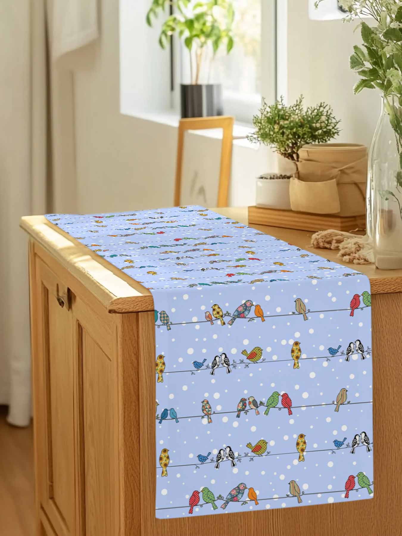 Birds Sparrows on Cables Table Runner 36 Inches Long,Kitchen Dining ...