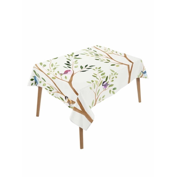 Birds Table Cloth, Waterproof Tablecloth for Rectangle Tables, Spring ...