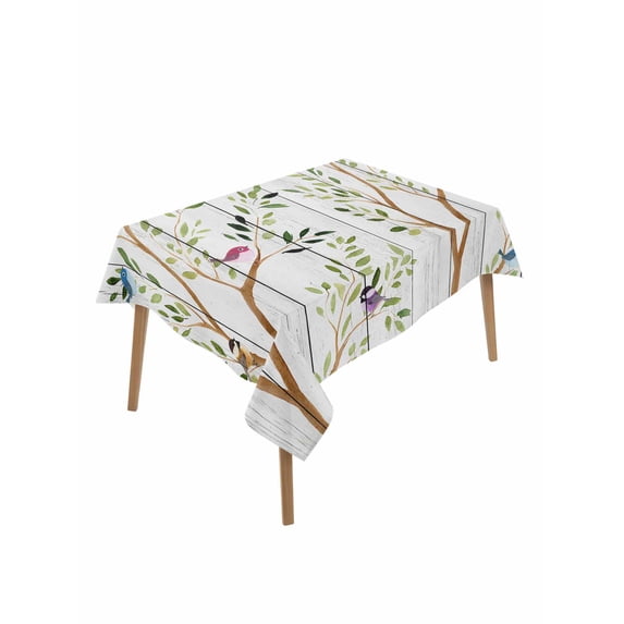 Birds Table Cloth, Waterproof Tablecloth for Rectangle Tables, Spring ...