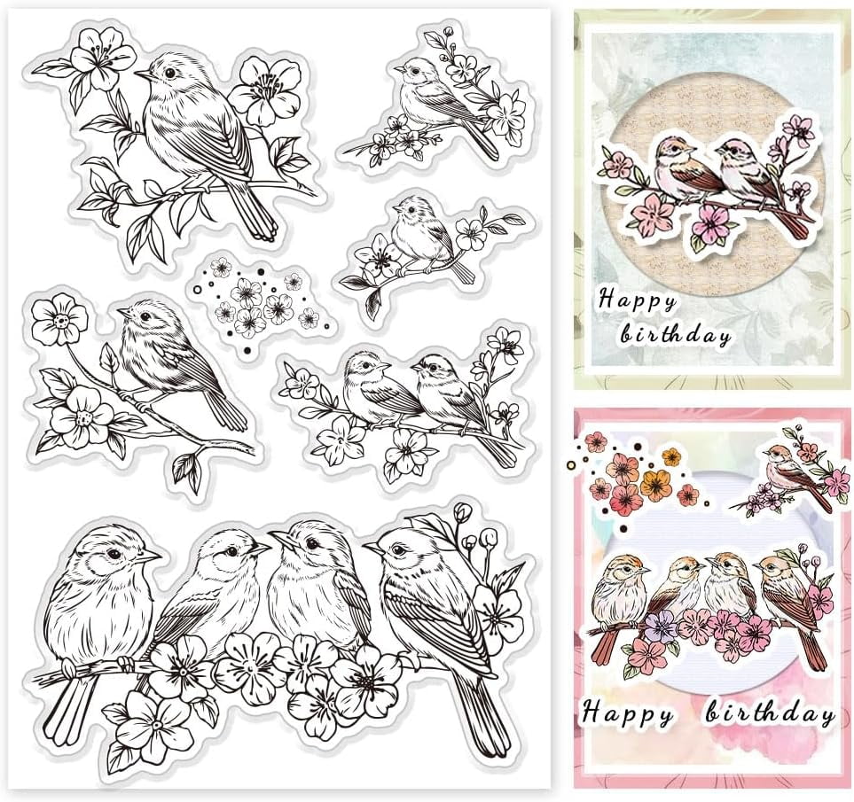 Birds on The Branches Clear Stamps for Card Making Clear Silicone Stamp ...